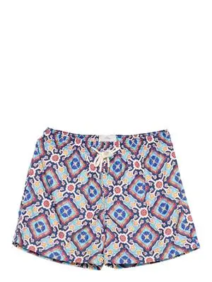 PENINSULA SWIMWEAR Patterned Drawstring Swim Shorts - Blue