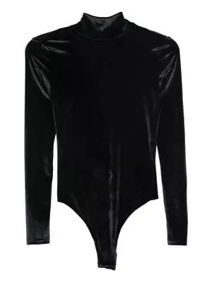 MUGLER High-neck Velvet Bodysuit - Black