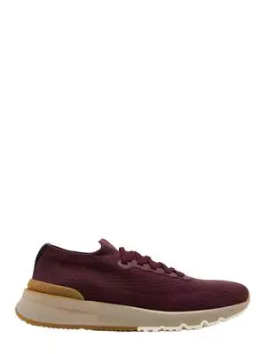 Brunello Cucinelli Knitted Lace-Up Sneakers Red