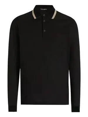 Dolce & Gabbana Long-sleeved Polo Shirt - Black