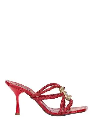 Roberto Cavalli Braided Jewel-embellished Sandals - Red