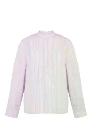 YVES SALOMON Striped Cotton Poplin Blouse - Pink