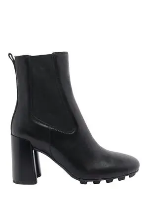 Hogan 90mm Leather Block Heel Boots - Black