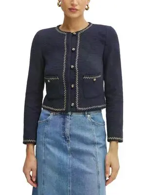 Luisa Spagnoli Embellished Tweed Jacket - Blue