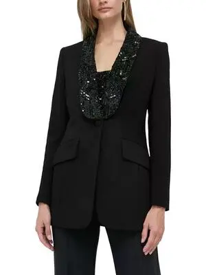 Luisa Spagnoli Embellished Shawl-lapels Blazer - Black