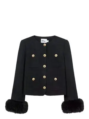 SELF-PORTRAIT Buttoned Bouclé Jacket - Black