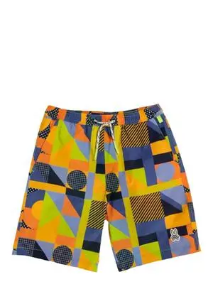 Psycho Bunny Henry Deco Geometric-print Swim Shorts - Blue