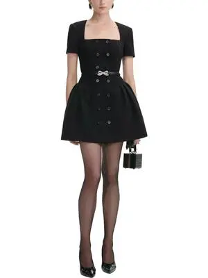 SELF-PORTRAIT Double-breasted Mini Dress - Black