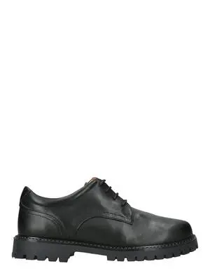 PAPOUELLI Leather Lace-up School Shoes - Black