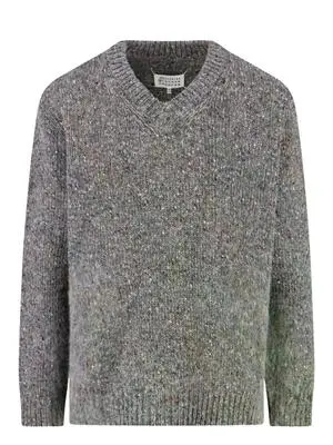 MAISON MARGIELA V-neck Long Sleeve Pullover - Grey