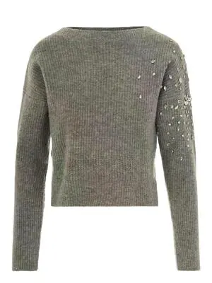 Liu Jo Embellished Ribbed Sweater - Grey