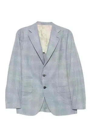 Eleventy Checked Single-breasted Blazer - Blue