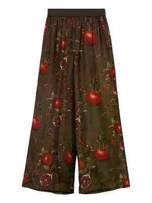 UMA WANG Pomegranate-print Trousers - Brown