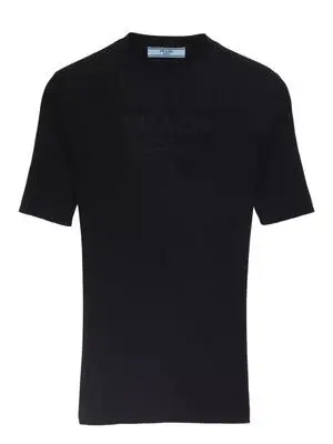 Prada Ribbed Cotton T-shirt - Black