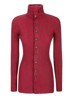 Yohji Yamamoto Ribbed High-neck Sweater - Red