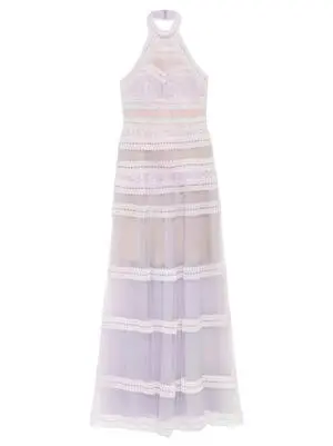 SAIID KOBEISY High-neck Lace Maxi Dress - Purple