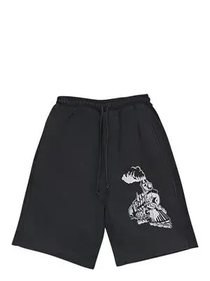 WARREN LOTAS Graphic-print Drawstring Shorts - Black