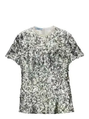Prada Sequin-embellished Blouse - Silver