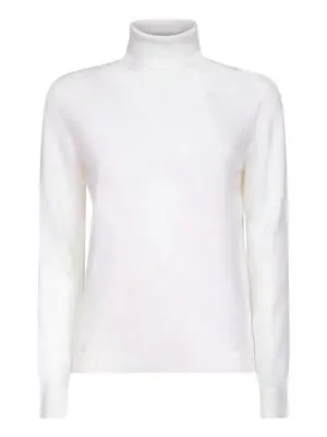 BLANCA VITA Turtleneck Ribbed-cuff Sweater - White