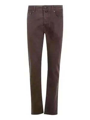 Jacob Cohen Logo-plaque Trousers - Brown