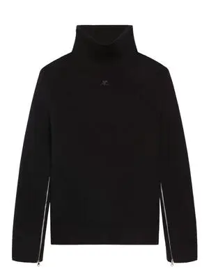COURREGES Zip-detail Turtleneck Sweater - Black