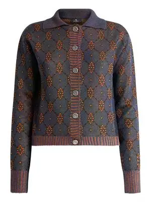 Etro Patterned Polo-neck Cardigan - Blue