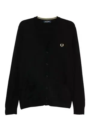 Fred Perry Embroidered-logo Cardigan - Black