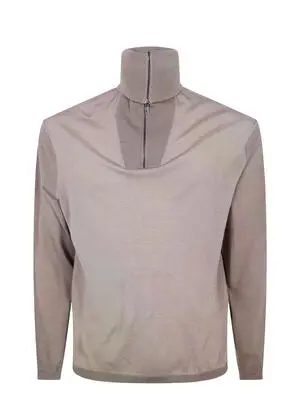 Emporio Armani High-neck Zip-neck Sweatshirt - Brown