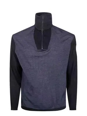 Emporio Armani Wool Half-zip Sweatshirt - Blue