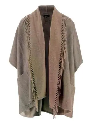 Alonpi Fringe-detail Cashmere Poncho - Grey