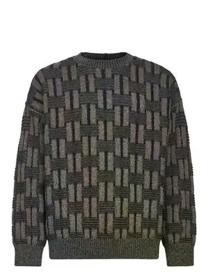 Giorgio Armani Geometric-pattern Crew-neck Sweater - Grey