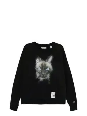 Mihara Yasuhiro Cat-print Cotton Sweatshirt - Black