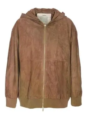 Max Mara Hooded Suede Zip Jacket - Brown