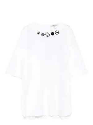 Max Mara Embellished-neckline T-shirt - White
