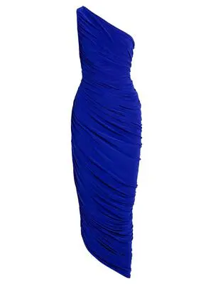 Norma Kamali One-shoulder Asymmetric Stretch-jersey Dress - Bright Blue