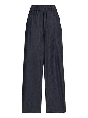 Brunello Cucinelli Cotton-chambray Straight-leg Pants - Dark Denim