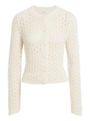 Naadam Crocheted Pima Cotton Cardigan - Ivory