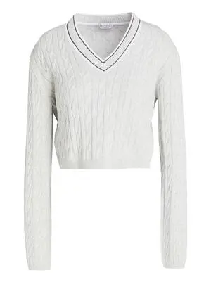 Brunello Cucinelli Cropped Cable-knit Sweater - Light Gray