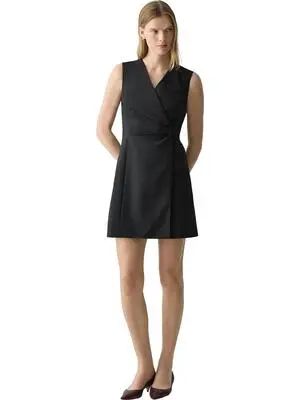 Theory Wrap Blazer Dress In Stretch Wool - Black