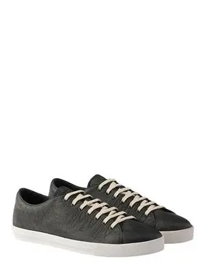 Prada Aged-effect Leather Low Top Sneakers - Black