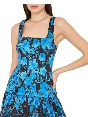 MILLY Wylma Floral Minidress - Black/blue