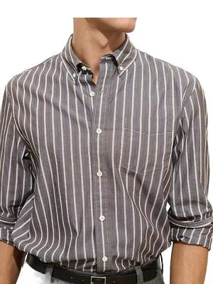 ALEX MILL Button Down Shirt - Chocolate Multi Stripe