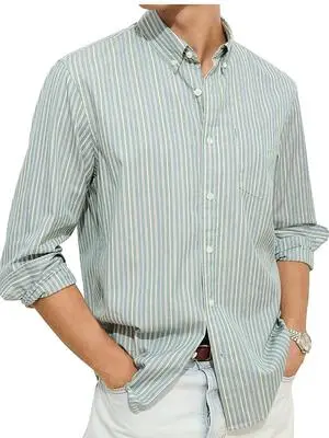 ALEX MILL Button Down Shirt - Green Stripe