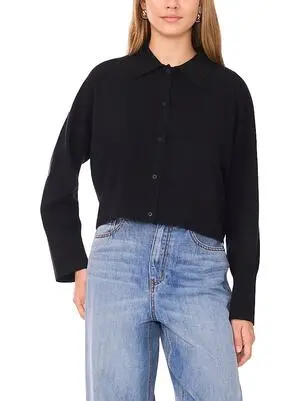 1.STATE Collared Button-Down Cropped Sweater