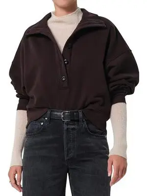 Citizens Of Humanity Mirelle Funnel Neck Sweatshirt - Chocolate