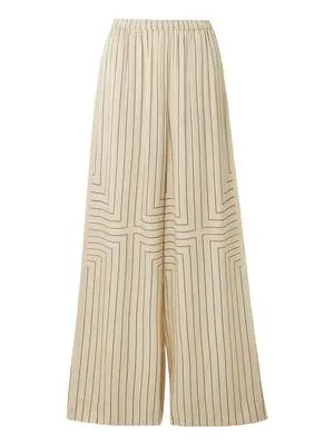 JOSEPH Hulin Pinstriped Silk-blend Satin Wide-leg Pants - Neutrals