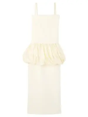 Carven Layered Grain De Poudre Wool And Gathered Satin Gown - Cream