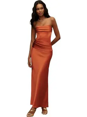 MARE MARE Strapless Ruched Corset Dress - Burnt Orange