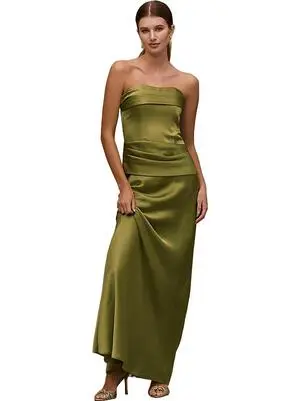 MARE MARE Strapless Ruched Corset Dress - Guacamole