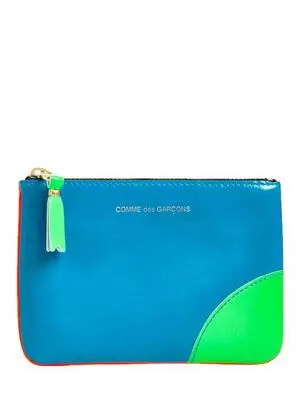 Comme Des Garçons Super Fluo Leather Zip Pouch Blue/orange